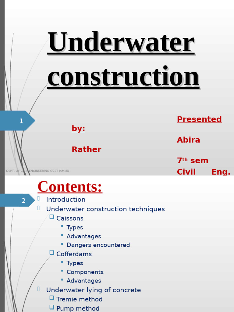 Underwater Construction Techniques | PDF | Deep Foundation | Concrete
