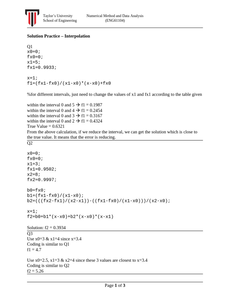 ENG61104 - Practice4 Solutions | PDF | Numerical Analysis ...