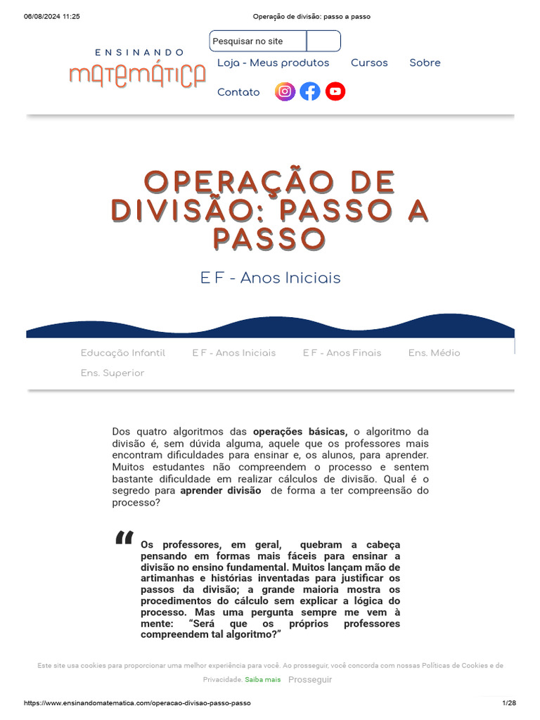 Divisão: Guia Completo para Professores | PDF | Algoritmos | Divisão ...