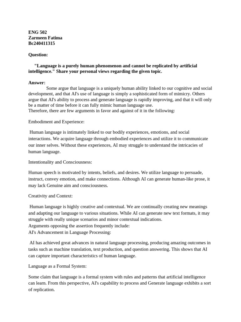 Eng 502 | PDF | Intelligence (AI) & Semantics | Artificial Intelligence