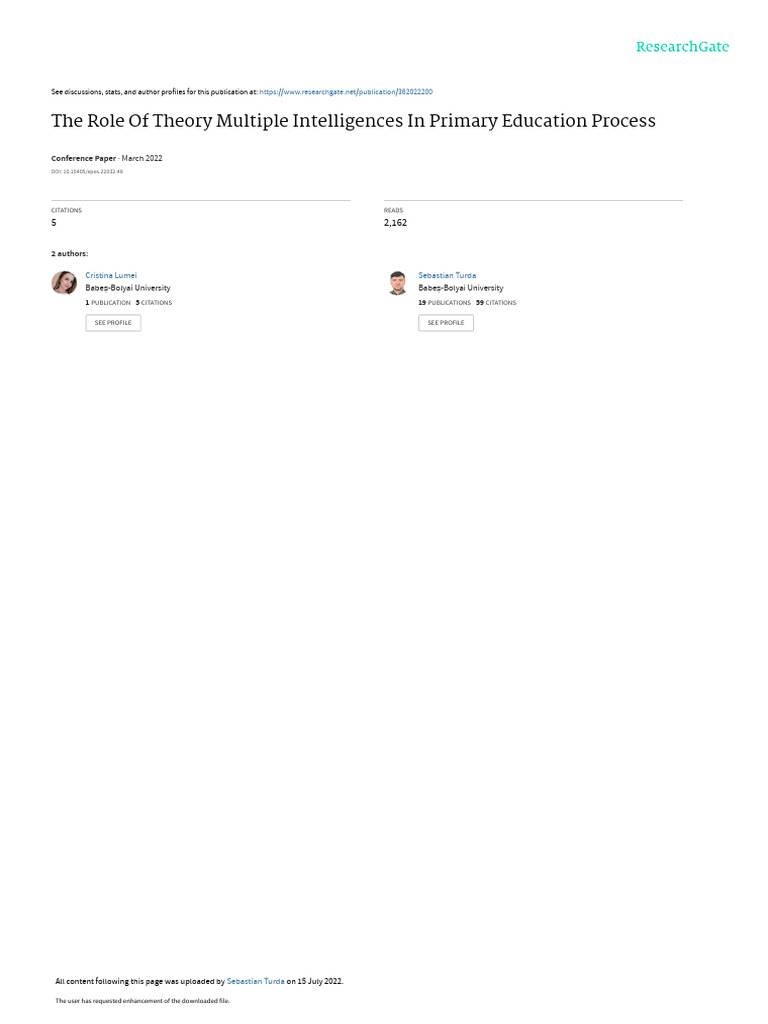 Multiple Intelligences in Primary Education | PDF | Intelligence | Teachers