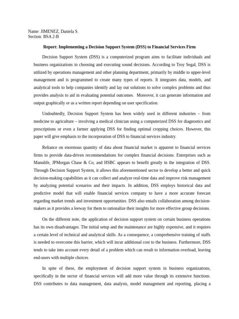 AIS Case Study 1 | PDF | Decision Support System | Simulation