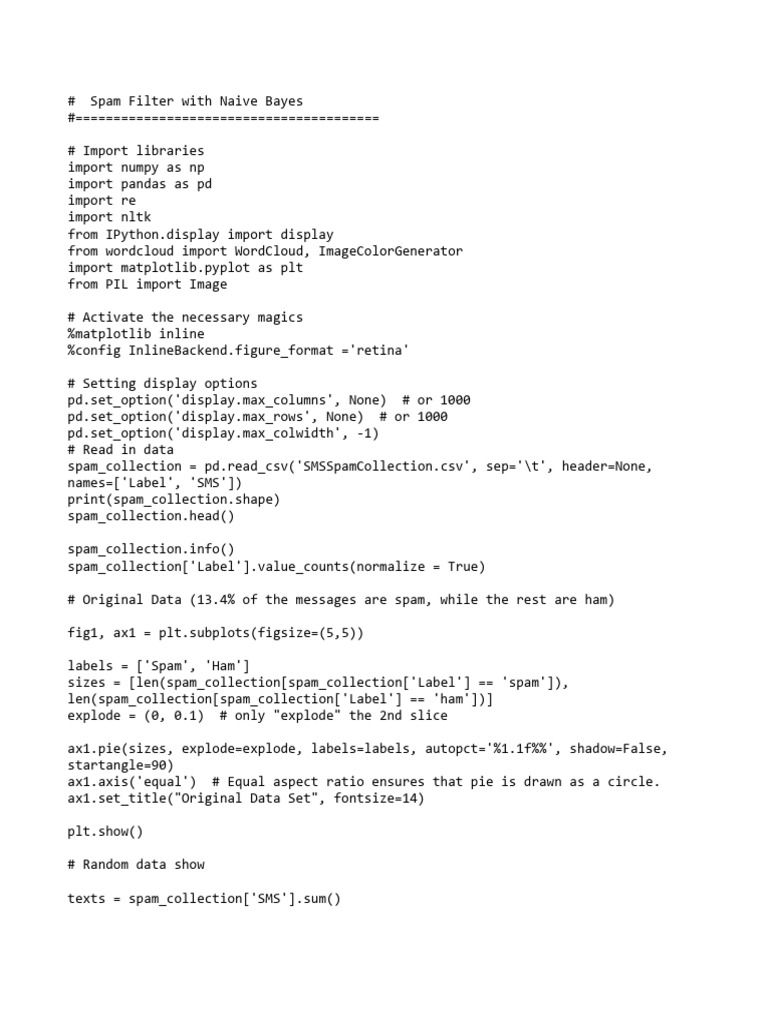 ML6 Naive Bayes Spam Filter | PDF ML6 Naive Bayes Spam Filter | PDF