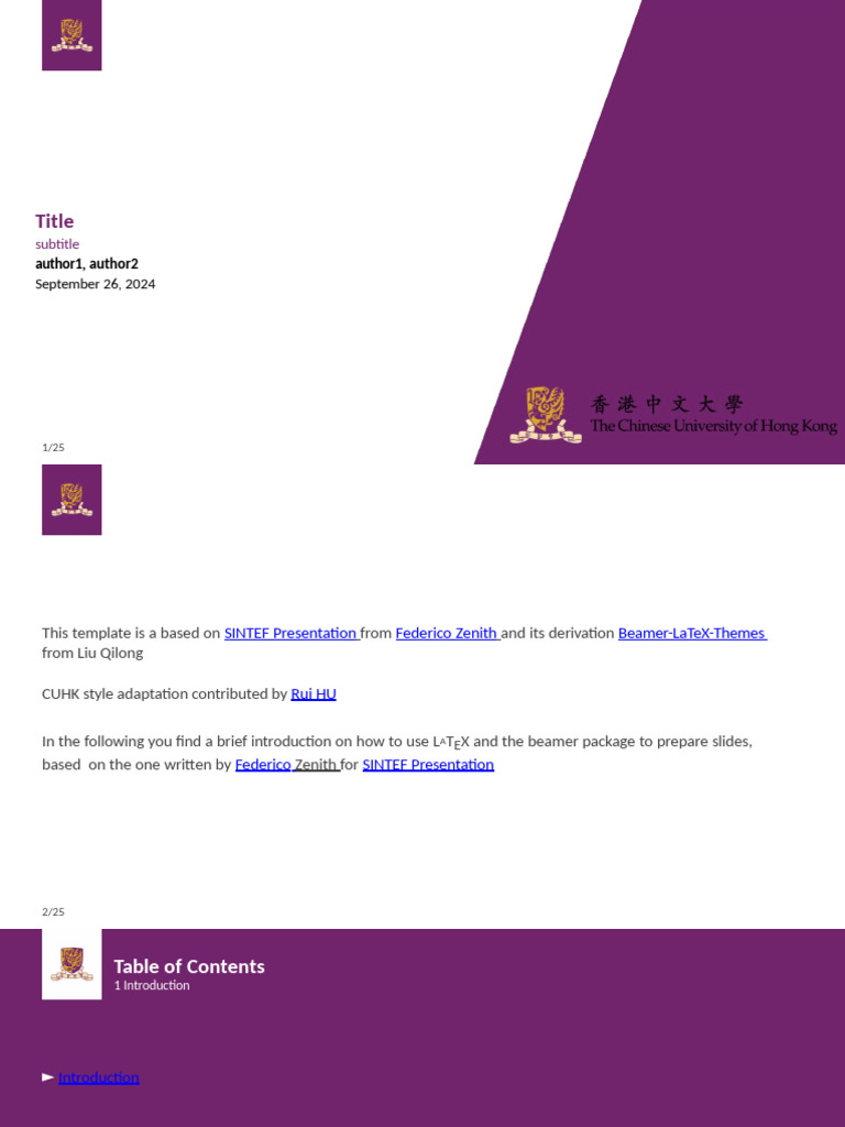 香港中文大学中文模版CUHK Beamer Template | PDF | Typefaces | Typography