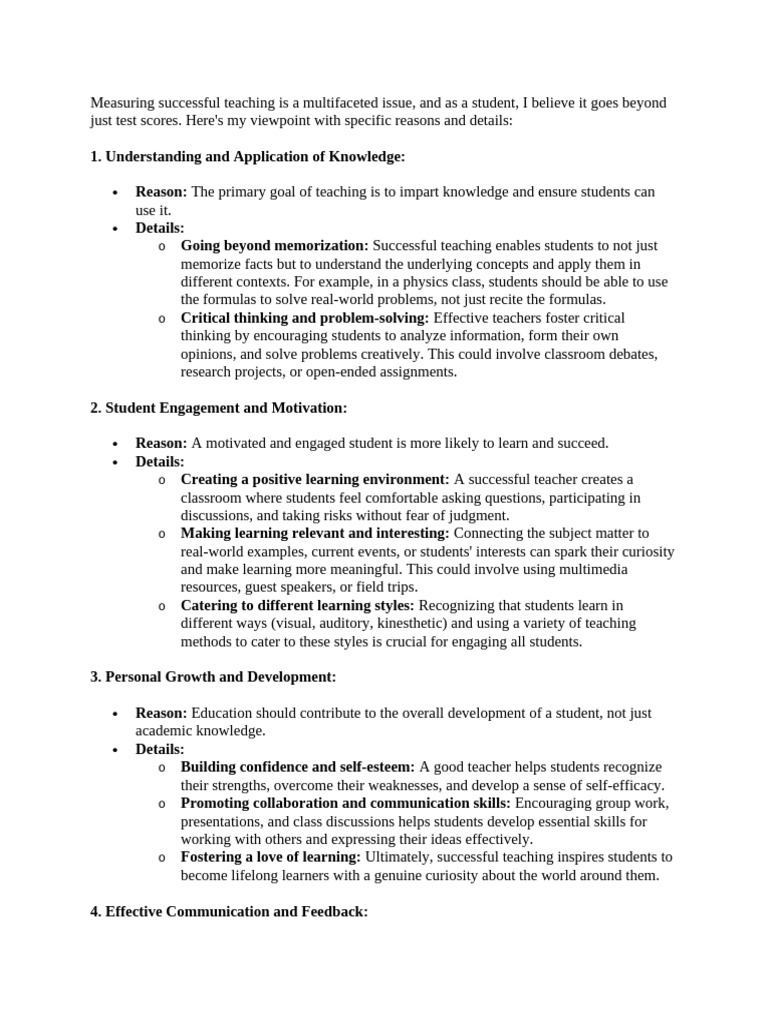 Measuring Successful Teaching Is A Multifaceted Issue | PDF | Teachers ...