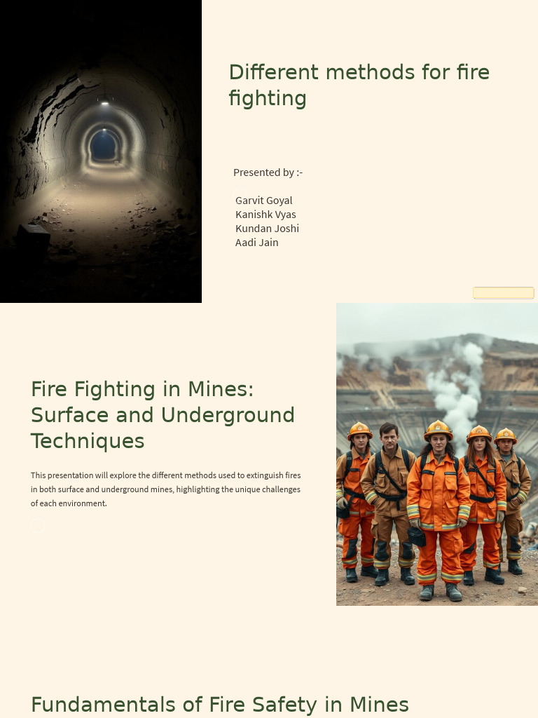 Fire Fighting in Mines Surface and Underground Techniques | PDF | Firefighting | Fires