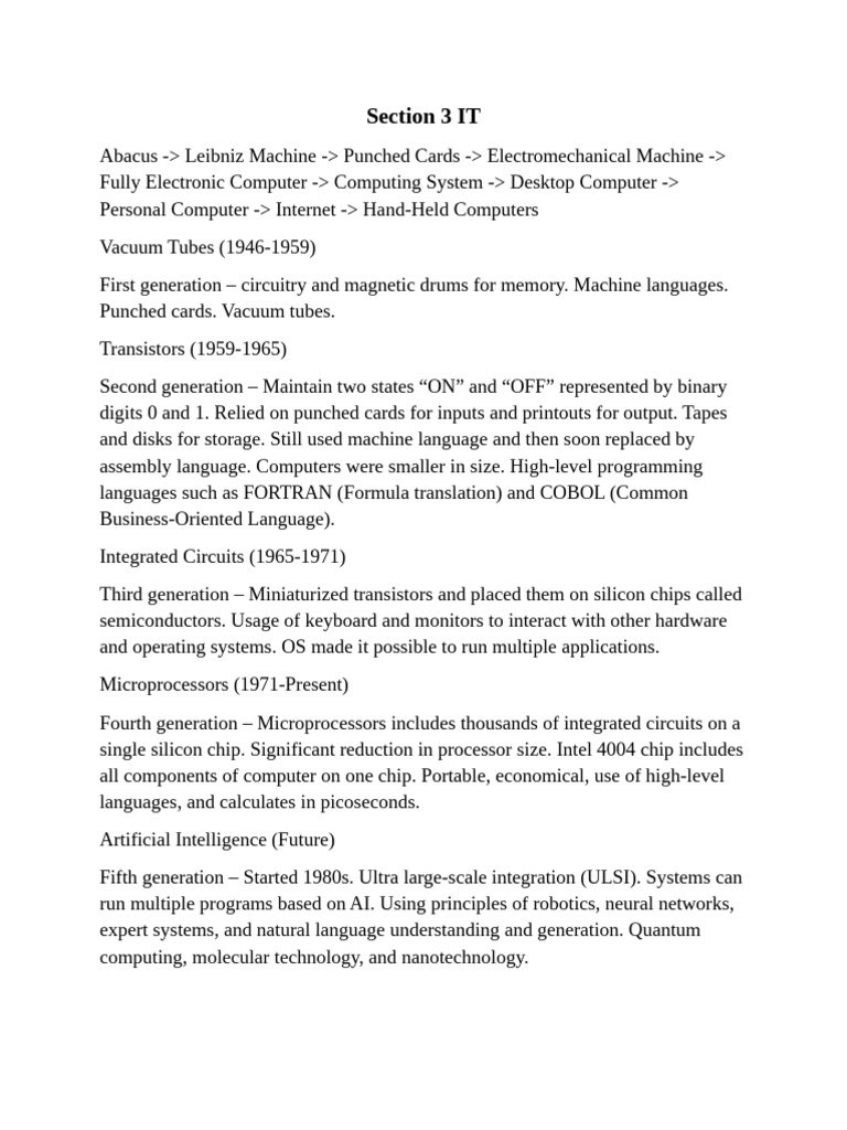 Evolution of Computer Generations and Components | PDF | Central Processing Unit | Random Access ...