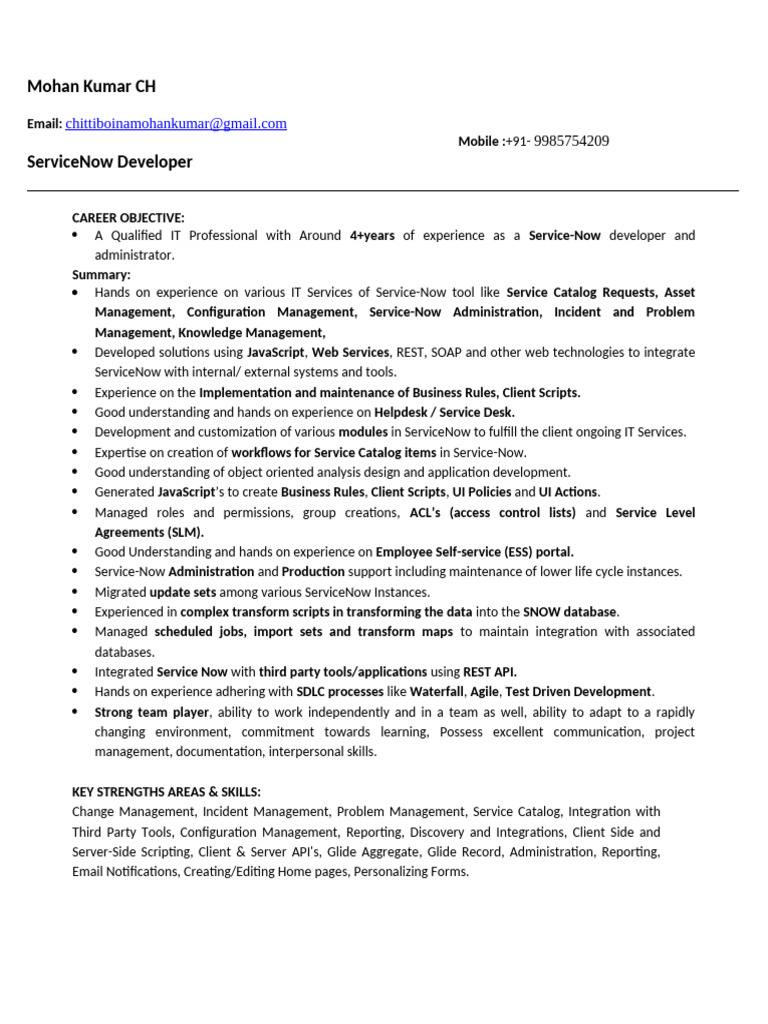 Naresh - Servicenow - Resume4+years Exp | PDF | Web Service | Scripting Language