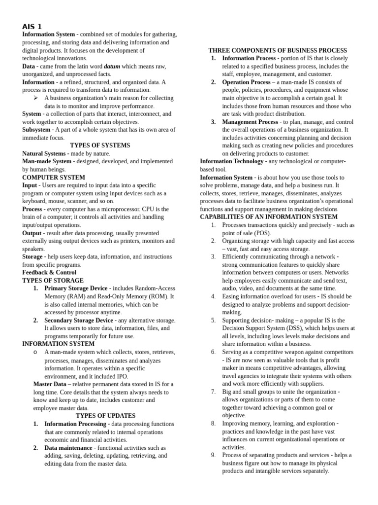 AIS Reviewer | PDF | Computer Data Storage | Computer Network