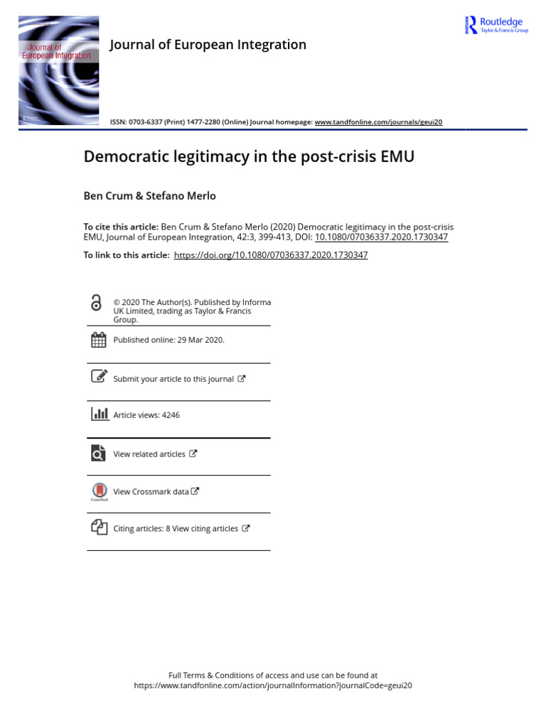 Democratic Legitimacy in The Post-Crisis EMU | PDF | European Central ...