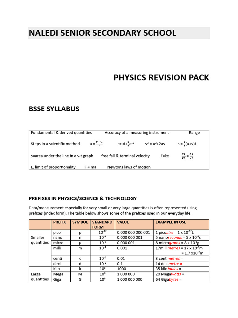 BGCSE Physics Revision Guide | PDF | International System Of Units ...