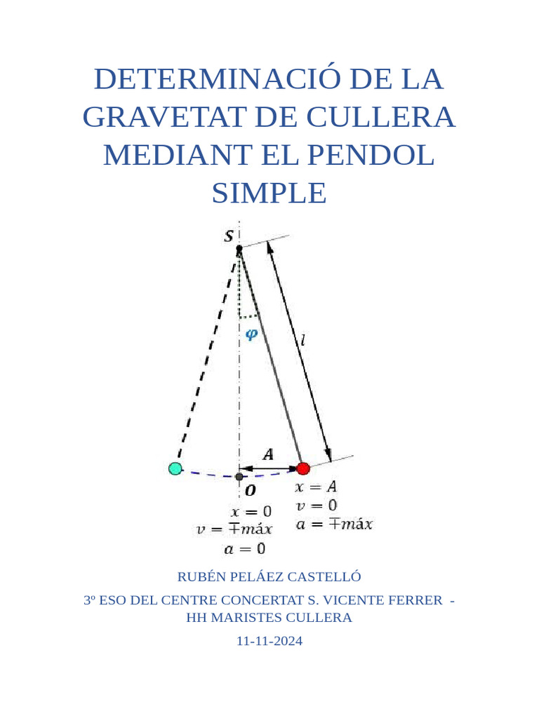 Estudí de La Oscil Lació D'un Pendol 2 | PDF