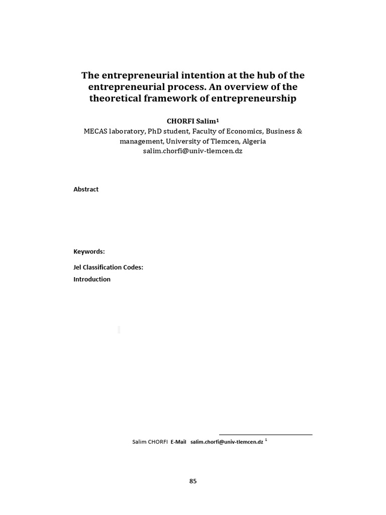 Entrepreneurial Intention in Entrepreneurship | PDF | Entrepreneurship ...