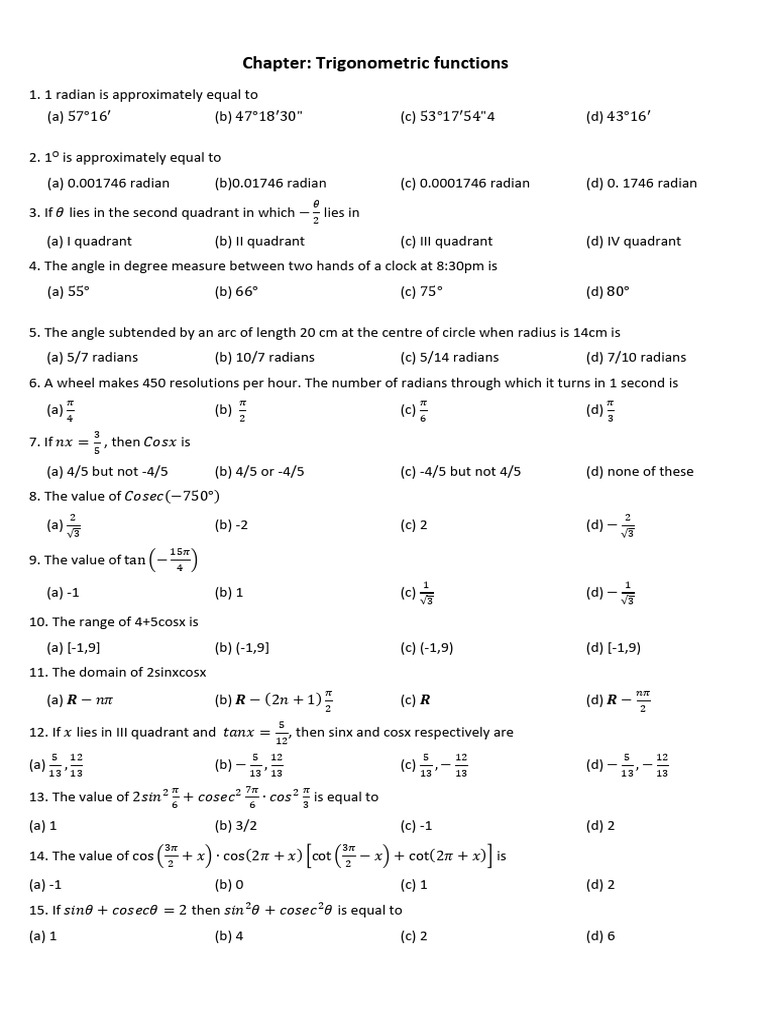 Trigonometric Functions | PDF | Minute And Second Of Arc | Angle