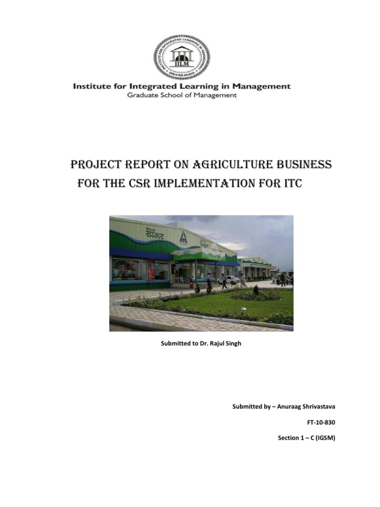 Project Report On Agriculture Business For The CSR Implementation For ...