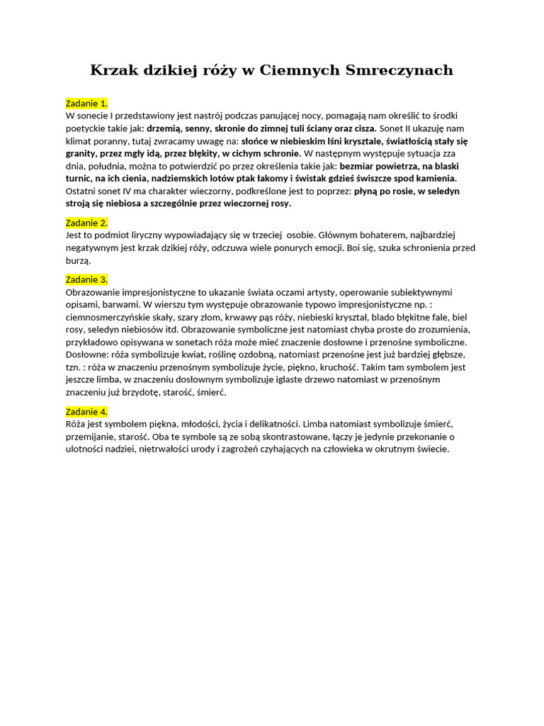 Krzak Dzikiej Róży W Ciemnych Smreczynach | PDF