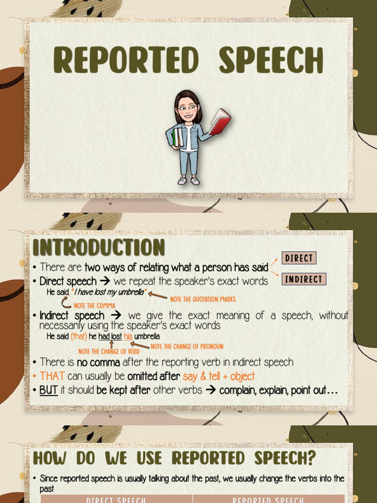 REPORTED SPEECH | PDF | Languages | Foreign Language Studies