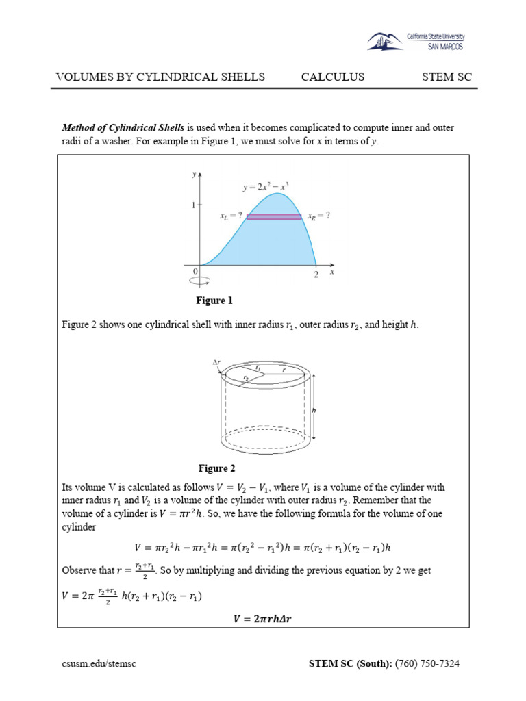 Calculus: Cylindrical Shells Method | PDF | Volume | Mathematical Analysis