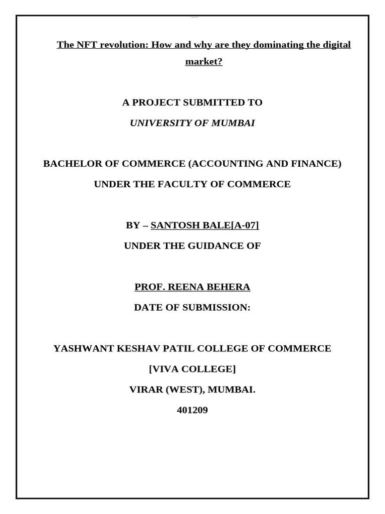 Santosh_Bale_07_NFT REVOLUTION | PDF | Cryptocurrency | Artificial ...