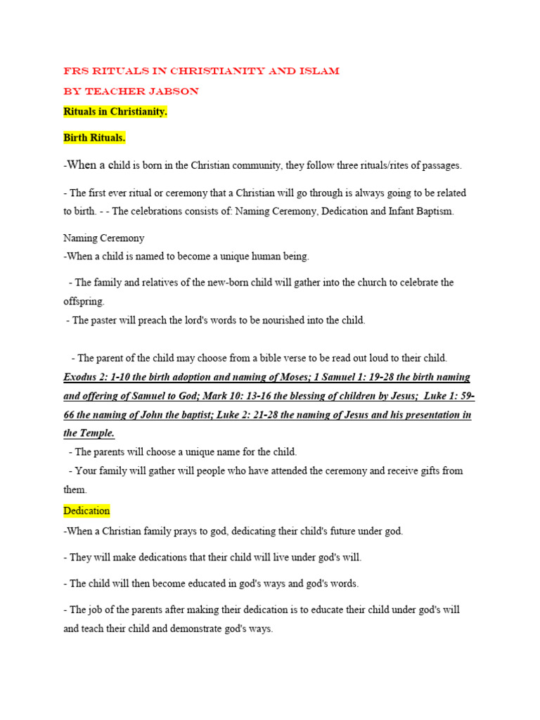 Frs_rituals_in_Christianity_and_islam | PDF | Baptism | Marriage