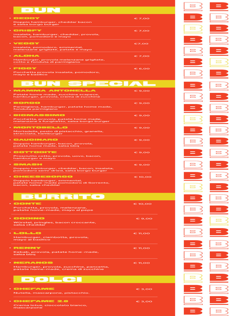 Menù Borgo Burger | PDF
