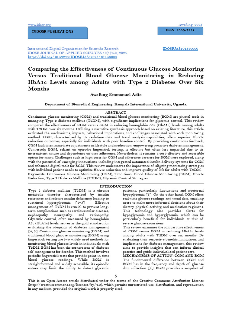 Comparing the Effectiveness of Continuous Glucose Monitoring Versus ...