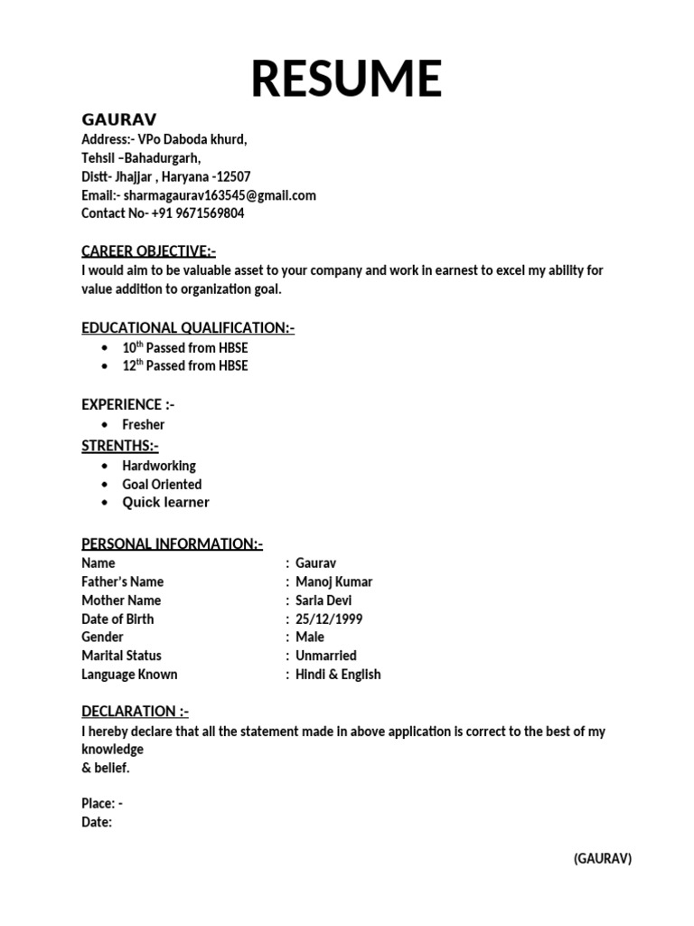 Gaurav Resume | PDF