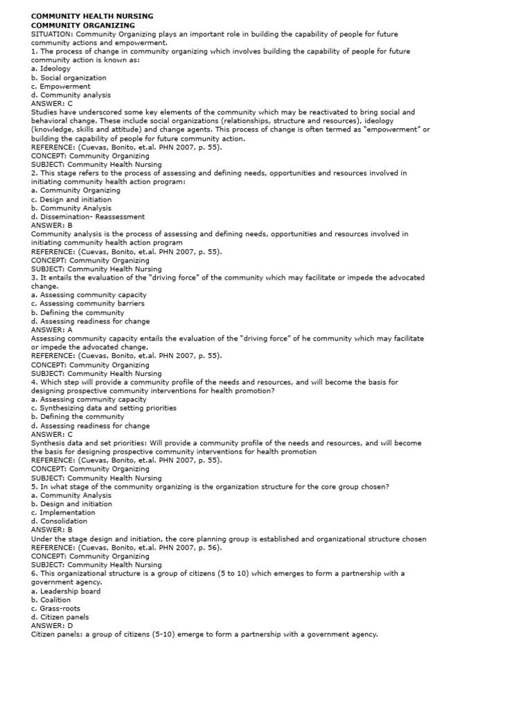 CHN PHC BL Answers and Ratio | PDF | Nursing | Participatory Action Research