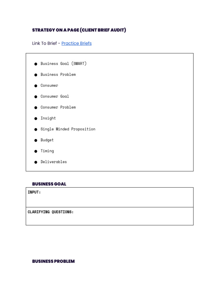 08-Client Brief Audit - Template | PDF