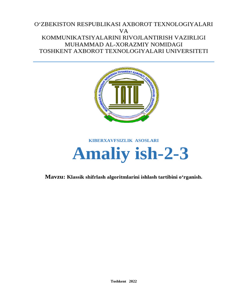 Amaliy Ish 2 | PDF