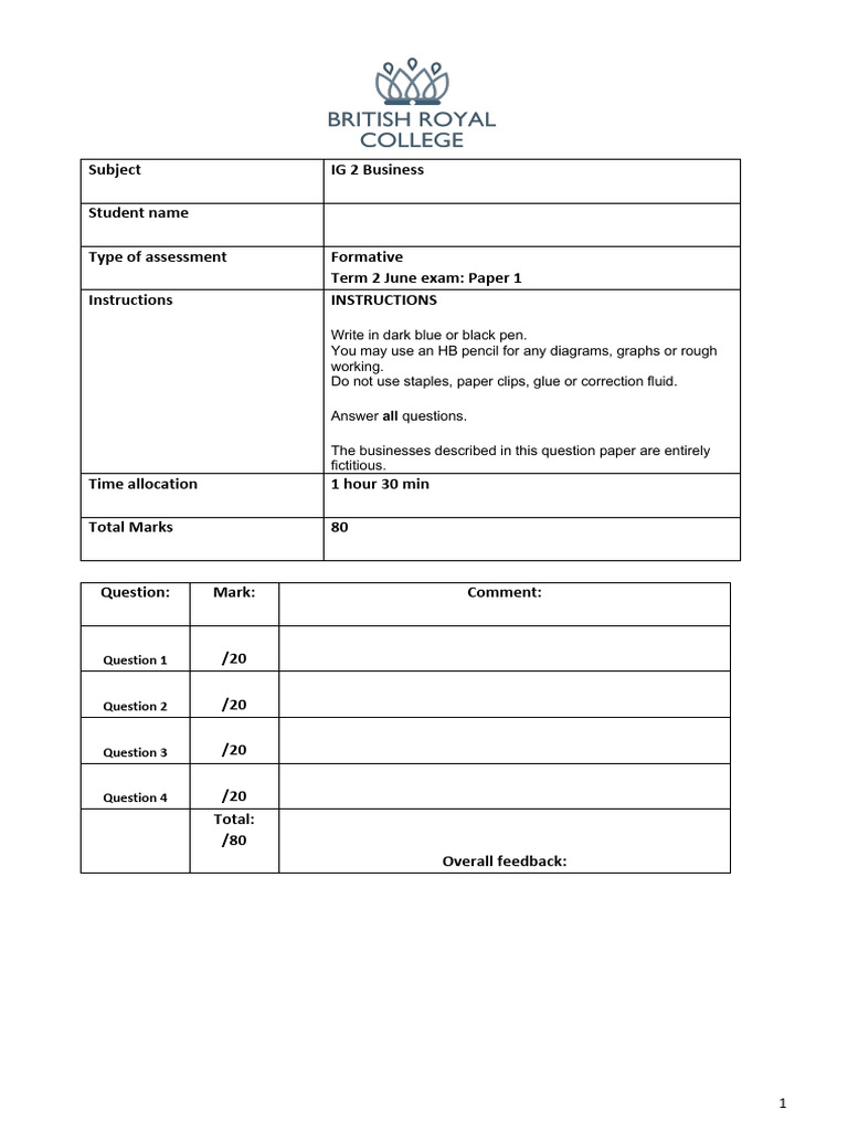 IG2 June Exam Paper 1 | PDF | Business Economics | Economies