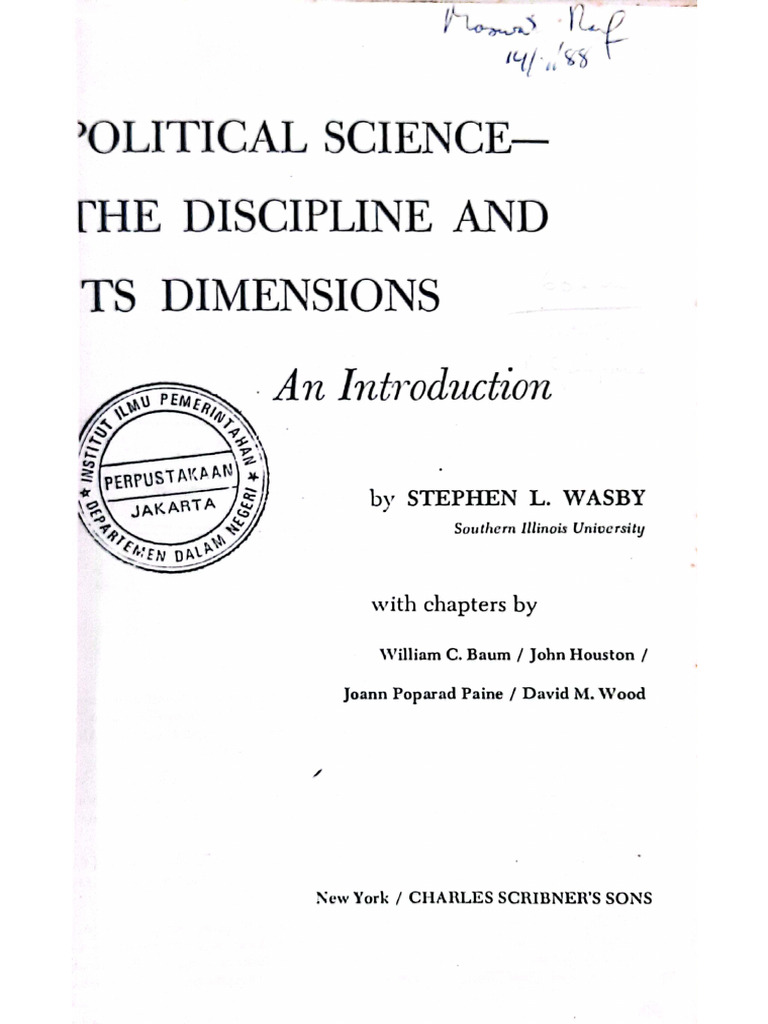 Teori-Teori Ilmu Politik Buku Wasby, Political Science. The Discipline ...