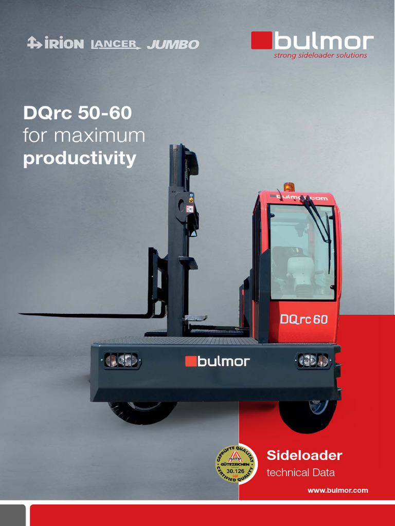 Bulmor DQrc 50-60 Sideloader Specs | PDF | Length | Automotive Technologies