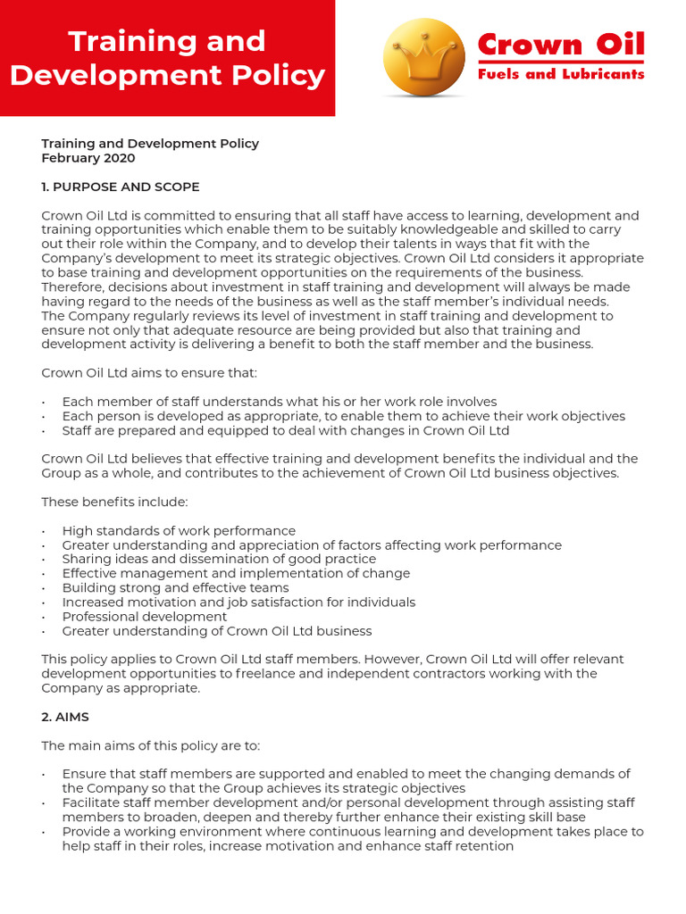 Training Development Policy | PDF | Mentorship | Information And Communications Technology