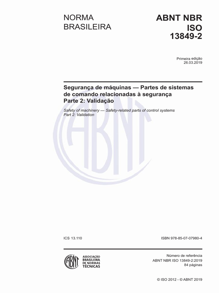 Abnt NBR Iso 13849 2 | PDF | Eletrônicos | Válvula