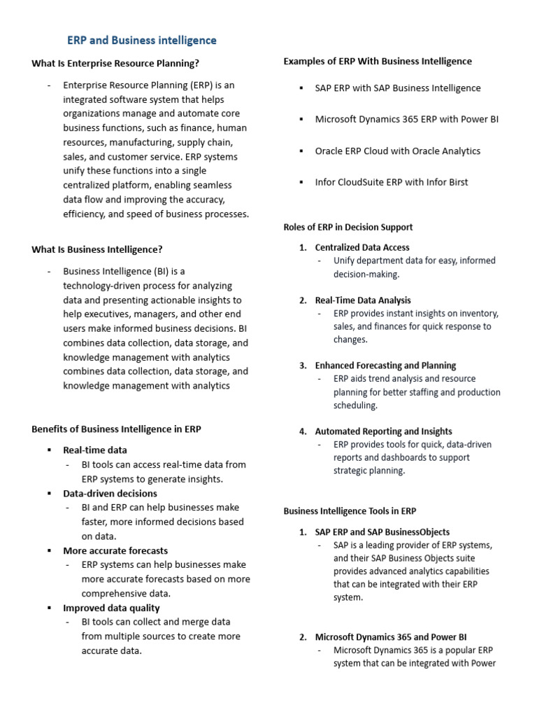 ERP and Business Intelligence | PDF | Enterprise Resource Planning | Business Intelligence