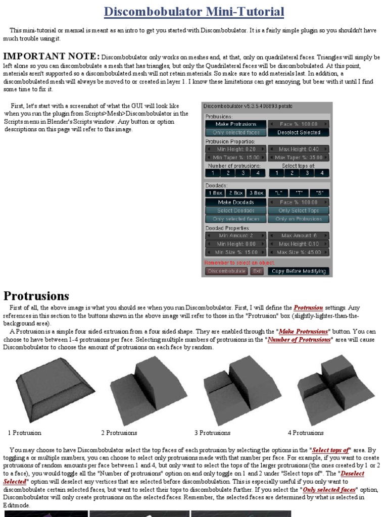 Discombobulator Mini-Tutorial (Evan's Plugins) | PDF | Blender ...