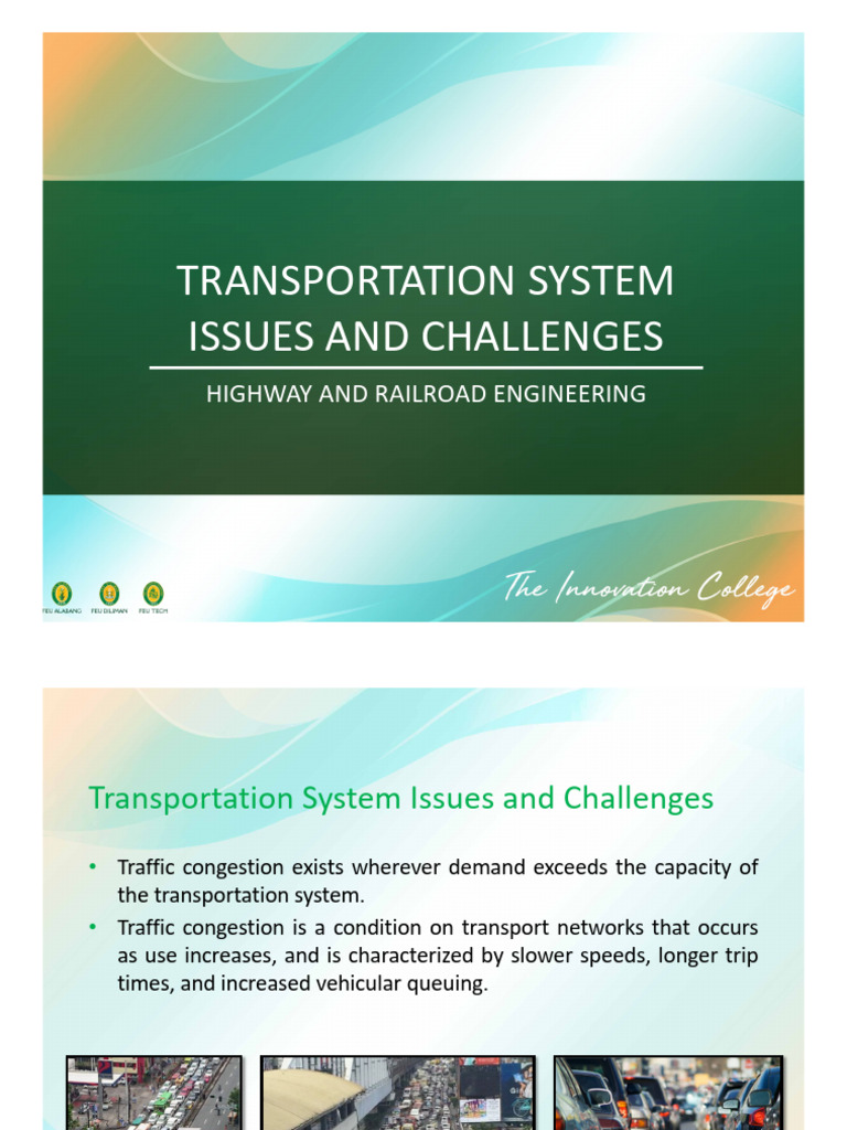 STPDF2 - Transportation System Issues and Challenges | PDF | Traffic Congestion | Traffic