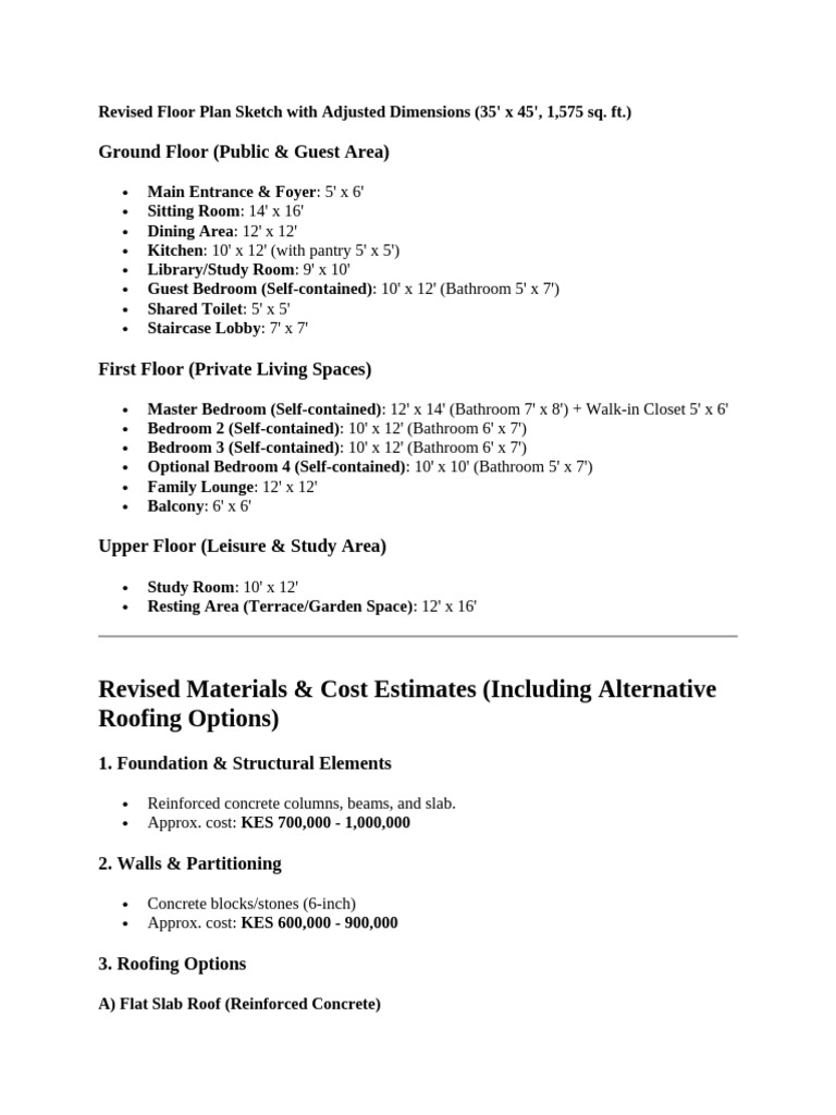 Revised Floor Plan Sketch with Adjusted Dimensions | PDF