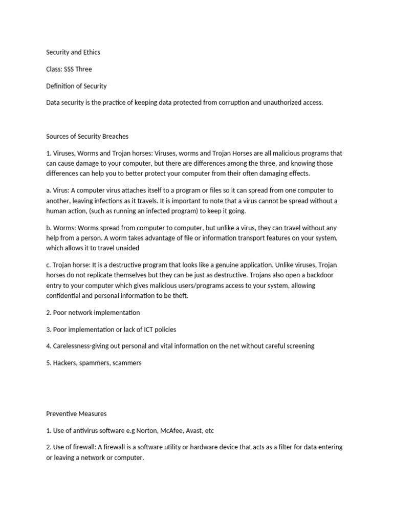 Security SND Ethics ss3 | PDF | Computer Virus | Computer Security