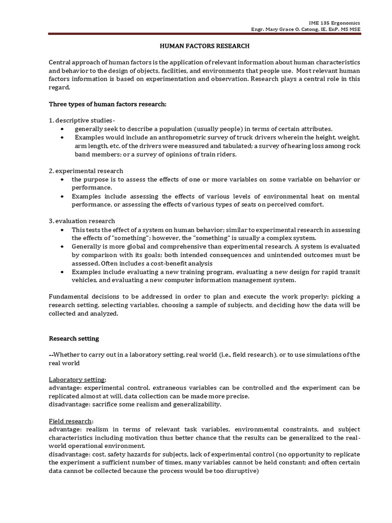 Human Factors Research | PDF | Percentile | Simulation