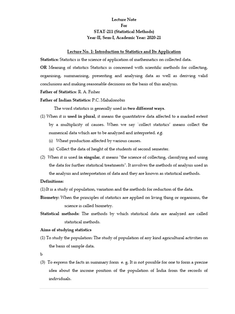 STAT-211 Short for Exam | PDF | Skewness | Coefficient Of Variation
