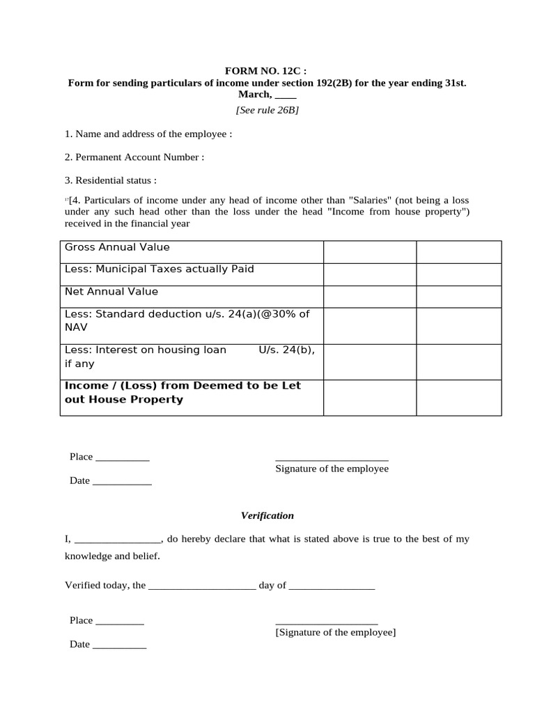 FORM 12C (Let Out Property) | PDF