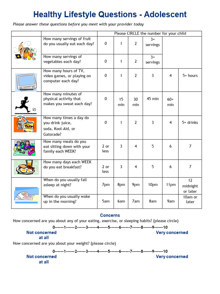 Healthy Lifestyle Questions Adolescent | PDF | Determinants Of Health ...