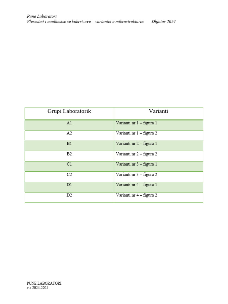 Per Laboratorin NR 2 Vleresimi I Madhesise Se Kokrrizave - Variantet e ...