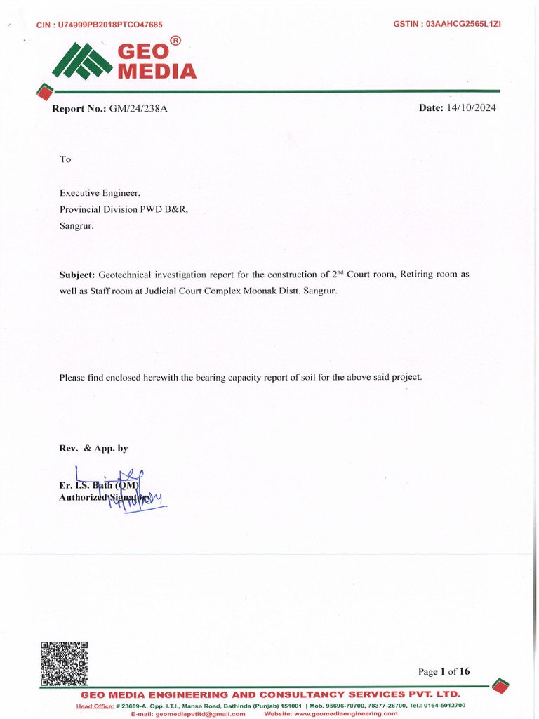 Geotechnical Report for Judicial Court Complex | PDF | Geotechnical ...