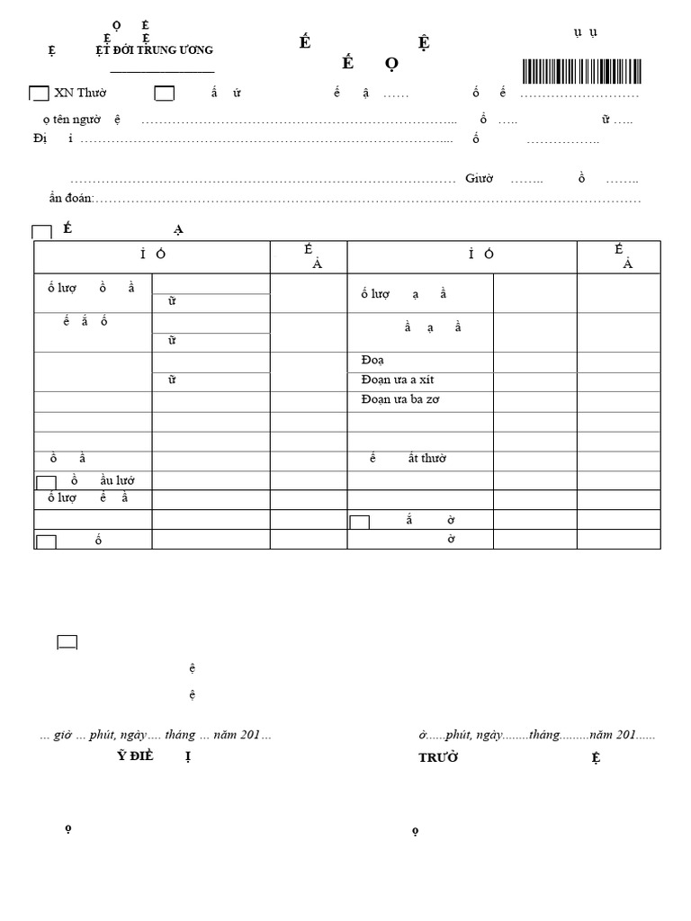 Phieu Xet Nghiem Huyet Hoc | PDF