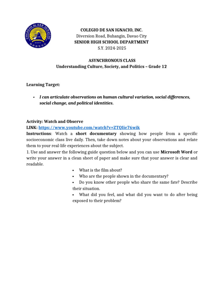 Ucsp 12 Activity | PDF