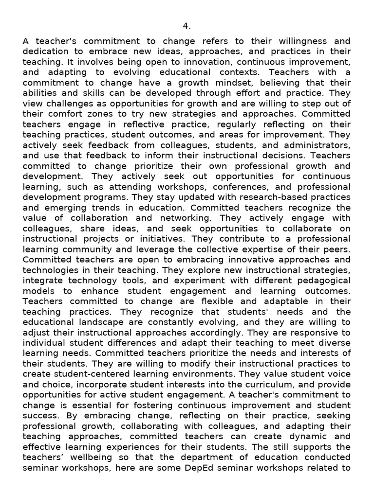 4._Teacher's_Commitment_to_Change | PDF | Motivational | Motivation