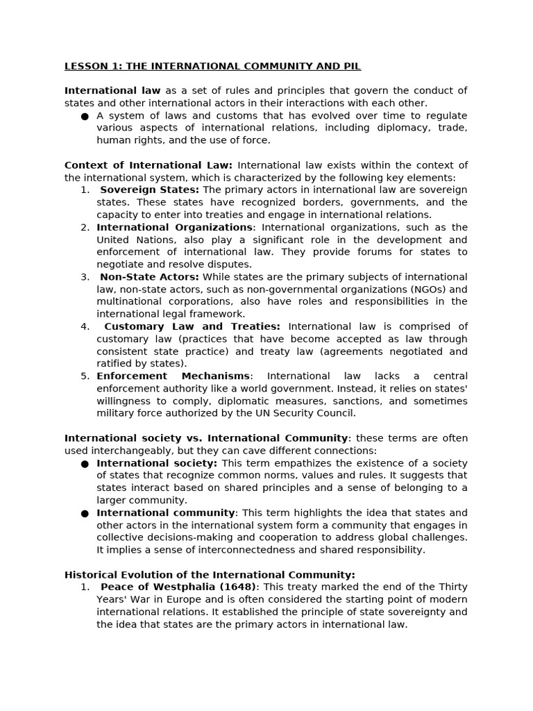Lesson 1 | PDF | International Law | Treaty